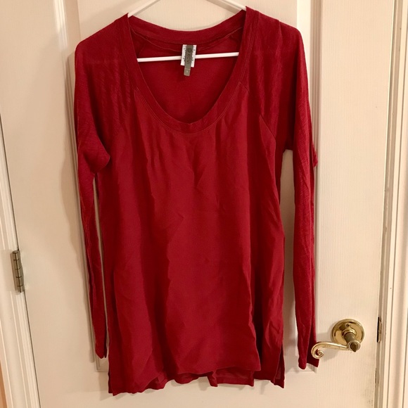 XCVI | Tops | Xcvi Lovisa Mixed Tee S 46 Red Sheer Mesh Pullover Tunic ...